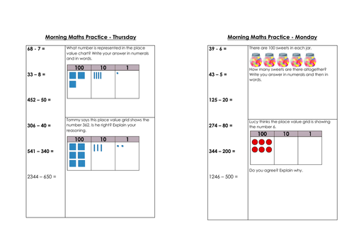#MathsThisWeek - Year 3 Morning Maths Practice (Term 2 - 6 weeks ...