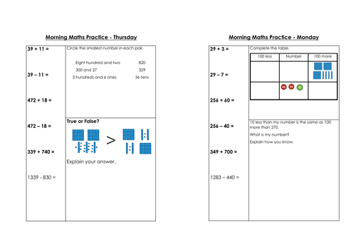 #MathsThisWeek - Year 3 Morning Maths Practice (Term 2 - 6 weeks ...
