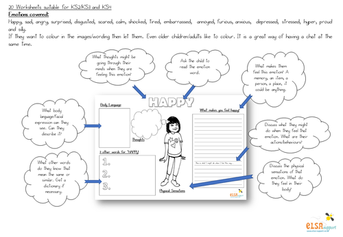 ELSA SUPPORT - Feelings and emotions worksheets | Teaching Resources ELSA SUPPORT - Feelings and emotions worksheets | Teaching Resources