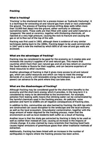 Fracking | Teaching Resources