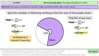 The angle and radius of a sector | Teaching Resources