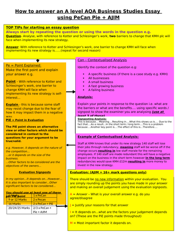 PeCan Pie + AJIM A level Business Exam Technique | Teaching Resources PeCan Pie + AJIM A level Business Exam Technique | Teaching Resources