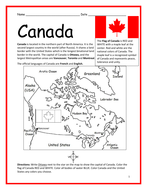 Canada - Printable handout with map and flag | Teaching Resources