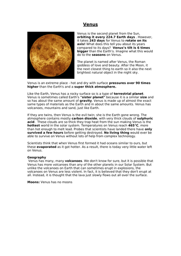 Planets Research full lesson year 7kl space/ earth and beyond ...