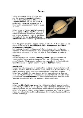 Planets Research full lesson year 7kl space/ earth and beyond ...