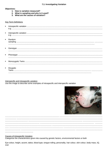 KS3 Unit 8B Biology - Classification - WORKSHEETS ONLY (reproduction ...
