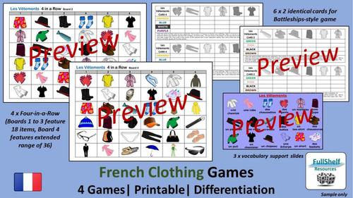 French Clothing Games (Les Vetements) | Teaching Resources