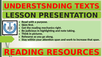 UNDERSTANDING TEXTS LESSON PRESENTATION | Teaching Resources