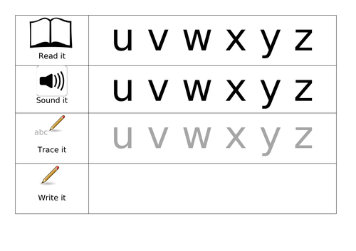 Alphabet read it - say it - write it. Printed handwriting. (SEN/TEACCH ...