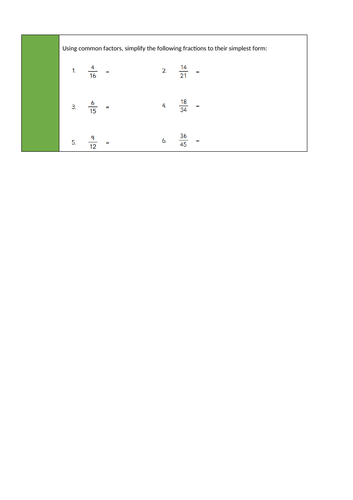 Year 6 Simplifying Fractions lesson with answers | Teaching Resources