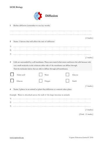 GCSE Biology (9-1) - Diffusion | Teaching Resources