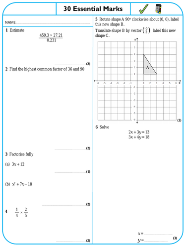 30 Essential Marks - Pack 1 - Revision Sheets for Higher Tier GCSE ... 30 Essential Marks - Pack 1 - Revision Sheets for Higher Tier GCSE ...