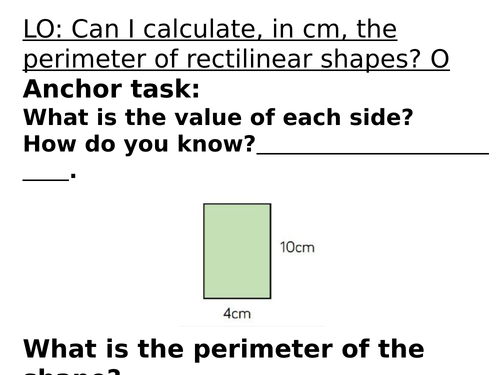 Calculate the perimeter of rectilinear shapes. Y3/4 | Teaching Resources