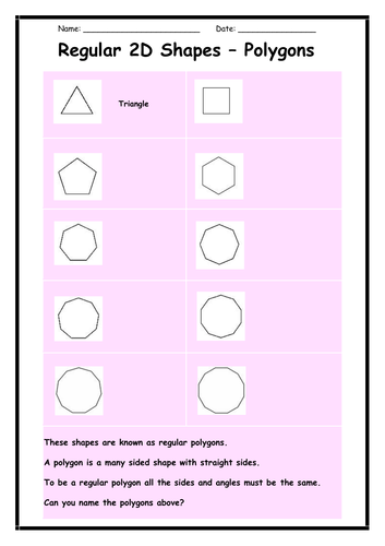 Regular 2D Polygons - Worksheet | Teaching Resources