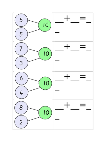 Completed whole part models with either matching number sentences or ...
