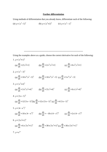 Further differentiation (new A level maths) | Teaching Resources