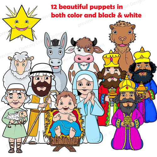Christmas Craft Activity | Holiday Printable Paper Bag Nativity Puppets ...