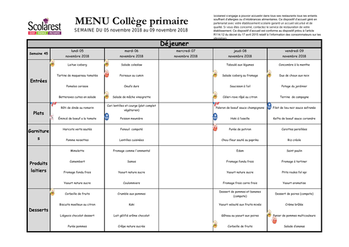 Free French School Menu #7 | Teaching Resources
