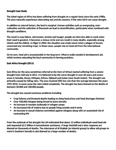 Drought - The Sahel | Teaching Resources