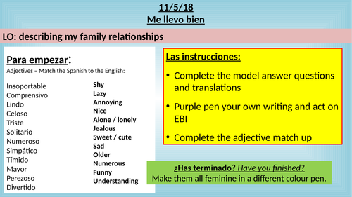 GCSE Unit 1 - Me, my family and friends. Relationships 1.1.G | Teaching ...