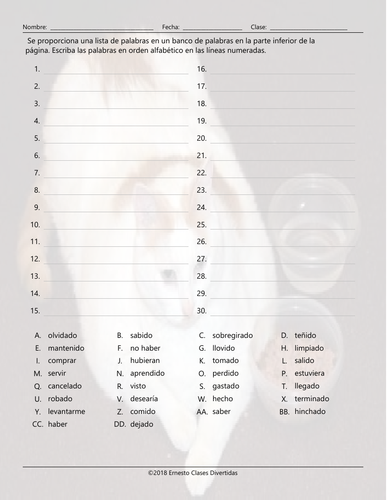 Regret Modals Alphabetical Order I Spanish Worksheet | Teaching Resources