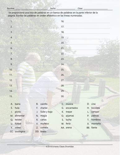 Friendship Activities Alphabetical Order I Spanish Worksheet | Teaching ...