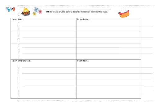 5 senses bonfire firework year 1 year 2 poem | Teaching Resources