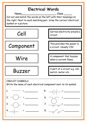 Electrical Words Activities - Circuits | Teaching Resources