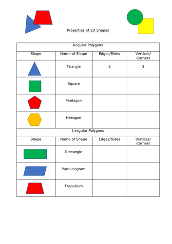 Properties of 2D Shapes | Teaching Resources