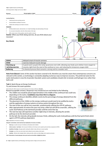 A-Level PE EDEXCEL (spec 2016) 1.4. Energy Systems: Part 3 | Teaching ...