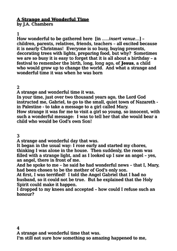 Christmas carol service /assembly readings: A Strange and Wonderful ...