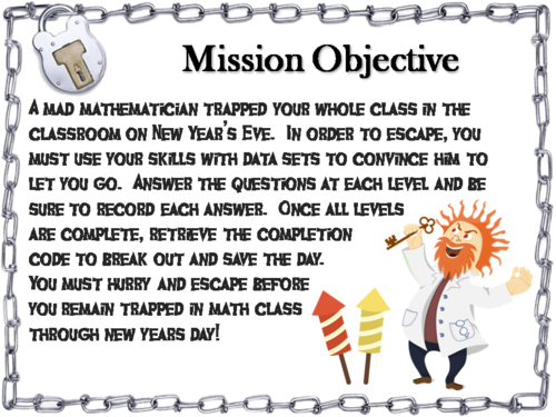 Mean, Median, Mode, and Range Activity: Escape Room New Year's Math ...