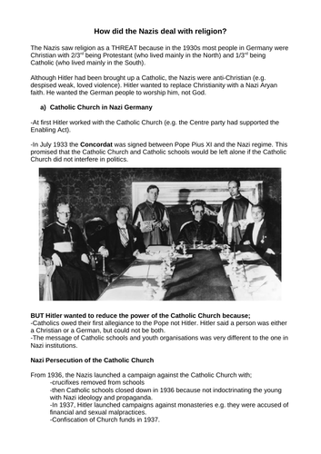 Edexcel 9-1 Weimar and Nazi Germany- Religion in Nazi Germany- Lesson ...