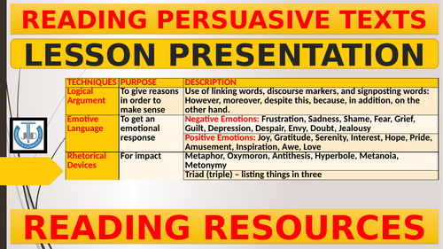 READING PERSUASIVE TEXTS LESSON PRESENTATION | Teaching Resources READING PERSUASIVE TEXTS LESSON PRESENTATION | Teaching Resources