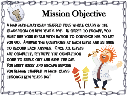 Equivalent Ratios Game: Escape Room New Year's Math Activity | Teaching ...