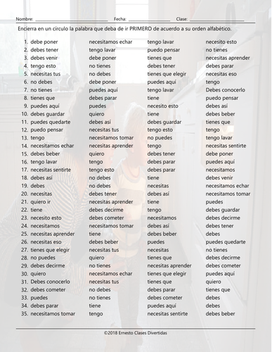 Modals of Obligation, Necessity, and Prohibition Alphabetical Order II ...