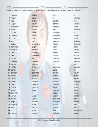 Past Simple with Used To Alphabetical Order II Spanish Worksheet ...