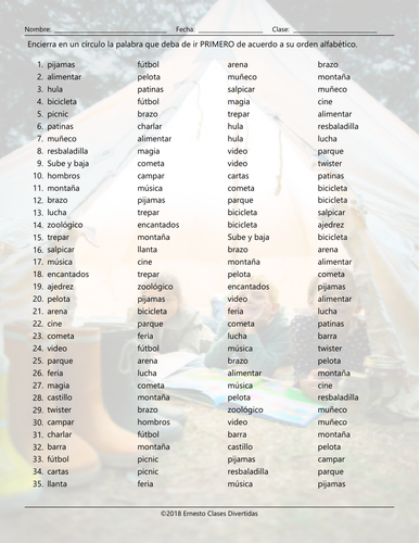 Friendship Activities Alphabetical Order II Spanish Worksheet ...