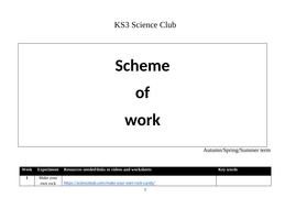 KS3 Science Club Scheme of Work | Teaching Resources