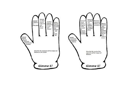 League of Nations Revision Flash Cards ('Gimme 5') | Teaching Resources
