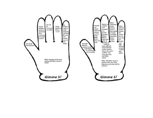 Germany 1919-45 Revision Flash Cards ('Gimme 5') | Teaching Resources