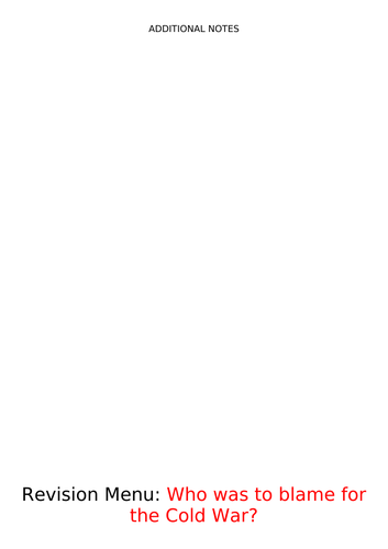 Revision Menu – The Cold War (CIE/IB) | Teaching Resources