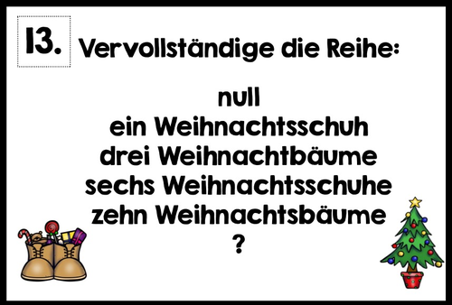 GERMAN CHRISTMAS NUMBERS 0-31 CHALLENGE CARDS | Teaching Resources