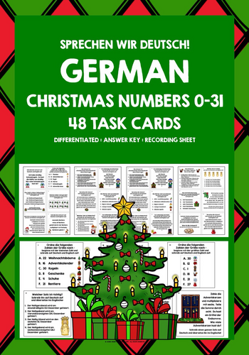 GERMAN CHRISTMAS NUMBERS 0-31 CHALLENGE CARDS | Teaching Resources