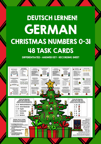 GERMAN CHRISTMAS NUMBERS 0-31 CHALLENGE CARDS | Teaching Resources