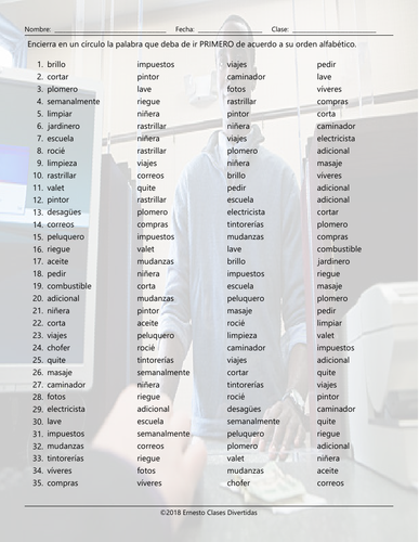 Running Errands and Having Things Done Alphabetical Order II Spanish ...