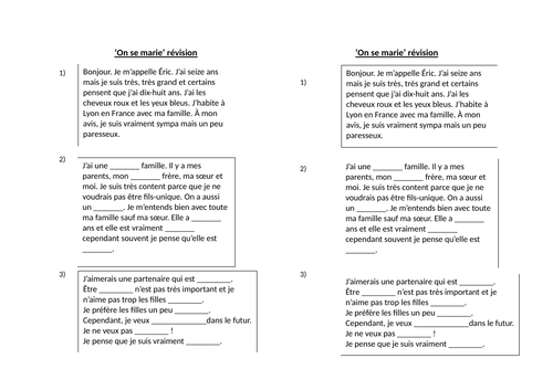 Thème 1 identity and culture Unit 1 - Me, my family and friends (French ...