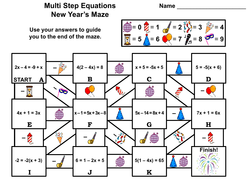 Solving Multi Step Equations Activity: New Year's Math Maze | Teaching ...