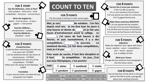 French GCSE Healthy Lifestyle Topic Pairs Challenge Activity | Teaching ...