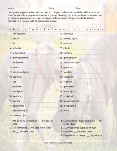 Adverbs Decoder Box Spanish Worksheet | Teaching Resources